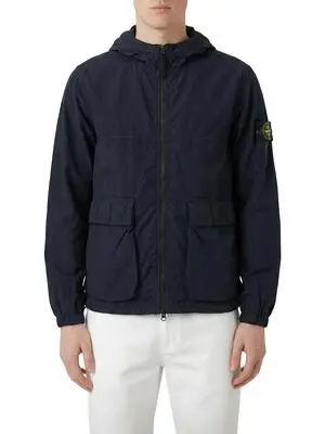 Stone Island Stone Island Zip-Up Hooded Jacket Blue