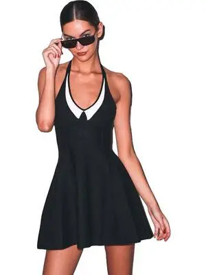 FLEUR DU MAL Collier Flared Corset Dress - Black