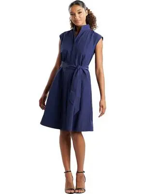 Natori Solid Taffeta Tie-front Shirt Dress - Black