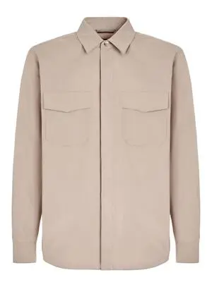 Canali Relaxed Nuvola Fit Overshirt In Pure Cotton - Beige