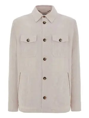 Canali Ecru Overshirt In Pure Yarn-dyed Linen - Beige