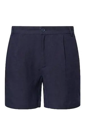 PERCIVAL Pleated Linen Shorts - Navy