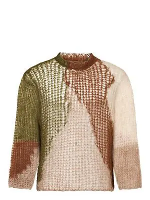 BRAIN DEAD Threadbare Knitted Alpaca-blend Jumper - Olive