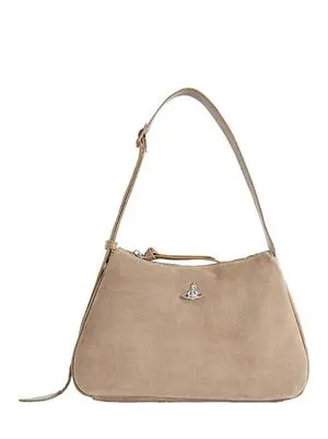 VIVIENNE WESTWOOD Kate Suede Shoulder Bag - Stone