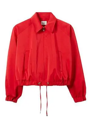 Claudie Pierlot Cropped Side-pocket Satin Jacket - Red