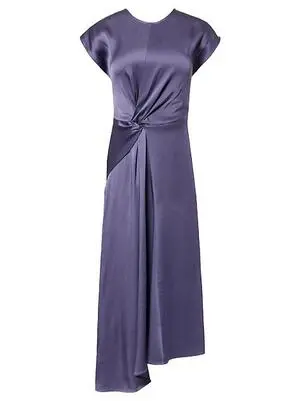 Victoria Beckham Twist-waist Short-sleeve Gown - Eclipse