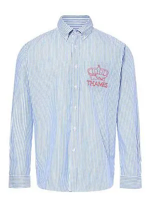 THAMES P.g. Stripe Cotton Shirt - Blue