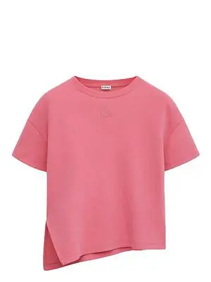 Loewe Logo-embroidered Asymmetric-hem T-shirt - Bright Pink