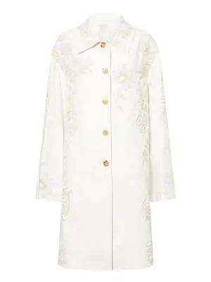 Dries Van Noten Rondero Embroidered Cotton-canvas Coat - Off White