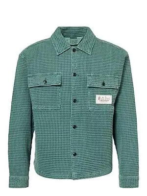 BRAIN DEAD Waffle-knit Button-front Cotton Shirt - Pine