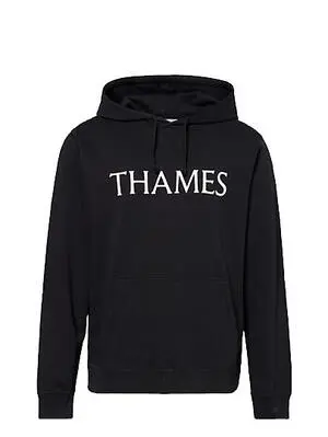 THAMES Letters Print Cotton-jersey Hoody - Black