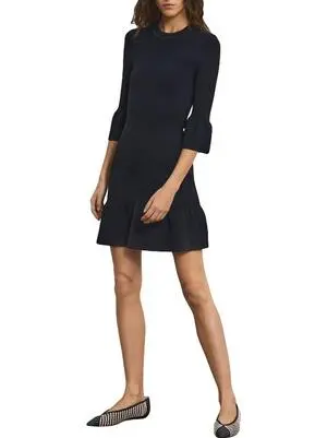 VERONICA BEARD Portia Rib Bell Sleeve Minidress
