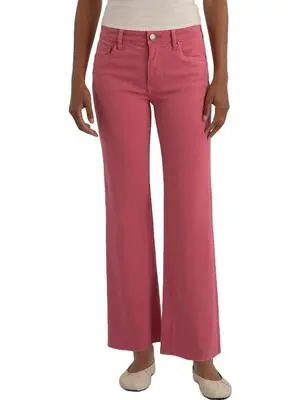 Kut From The Kloth Kelsey Ankle Flare Jeans With Raw Hem Flamingo