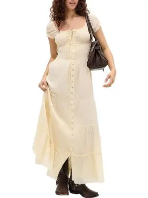 BDG URBAN OUTFITTERS Tiana Maxi Peasant Dress - Yellow