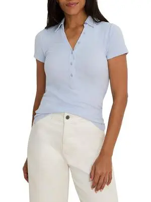 NIC+ZOE Perfect Knit Rib Polo - Sky