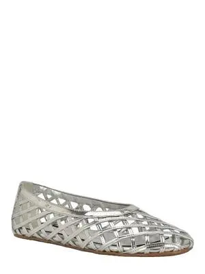 Nine West Dippy Woven Ballet Flat Silver