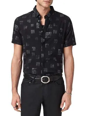 John Varvatos Loren Slim Fit Short Sleeve Button-up Shirt - Black