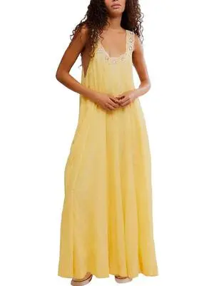 Free People To The Moon Cotton Midi Dress - Golden Haze