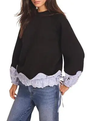Mint Velvet Embroidered Hem Sweatshirt - Blue