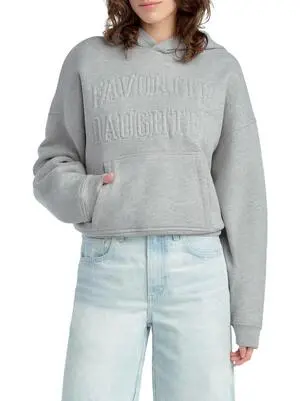 FAVORITE DAUGHTER Collegiate Embossed Hoodie - Heather Grey