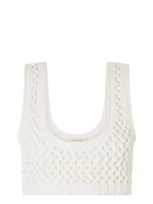 DIOTIMA Lady Cropped Crocheted Cotton-blend Bralette Top - White