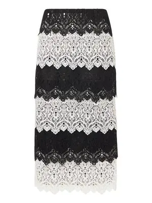 Carolina Herrera Lace Midi Skirt - Black