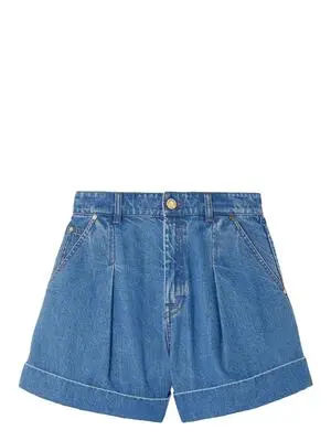 Zimmermann Pleated Denim Shorts - Mid Denim