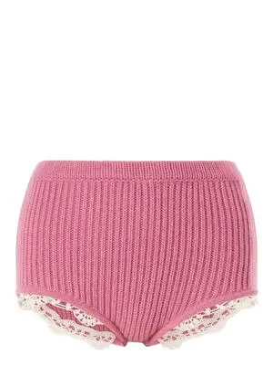 Magda Butrym Crochet-trimmed Knitted Cashmere Shorts - Pink