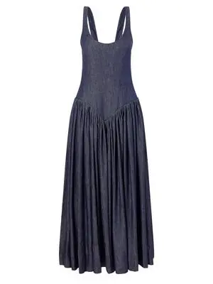 Gabriela Hearst Isai Pleated Maxi Dress - Blue