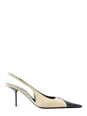 Saint Laurent Babylone Embellished Leather Slingback Pumps - Neutrals