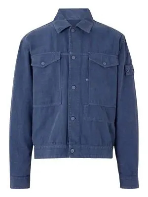 Stone Island Ghost Logo-appliquéd Linen-blend Trucker Jacket - Blue