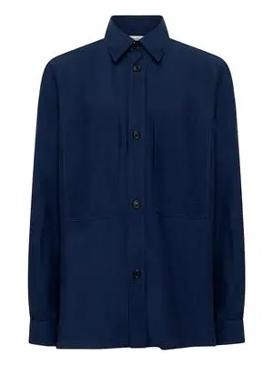 LANEUS Viscose And Linen Shirt - Blue
