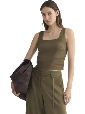 Everlane Stretch Linen Square Tank Top - Beech