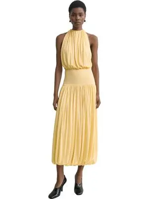 TOTEME Gathered Viscose Dress Beige