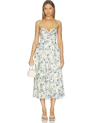NIA Destene Printed Midi Dress - Navy