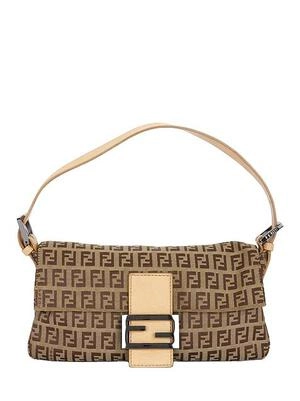 FWRD RENEW Fendi Zucchino Baguette Shoulder Bag - Brown