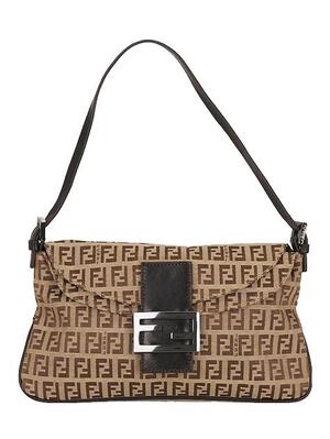 FWRD RENEW Fendi Zucchino Baguette Shoulder Bag - Brown