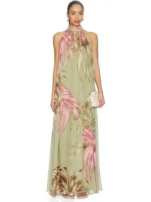 Rococo Sand Flared Maxi Dress - Green