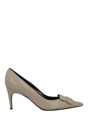 SERGIO ROSSI Leather Pointed Toe Stiletto Heel Pumps - Grey