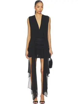 Blumarine Georgette Dress With Jersey - Black