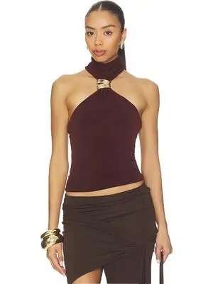 LOVERS AND FRIENDS Beila Halterneck Top - Chocolate