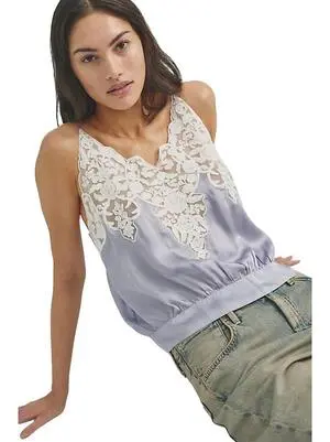 Free People Reya Lace Top - Peridust