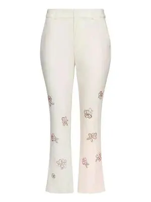 Cinq À Sept Floral-detail Cropped Trousers - Neutrals