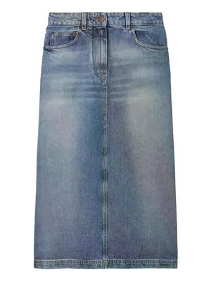 Tory Burch Denim Skirt With Asymmetrical Slit - Blue