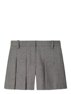Tory Burch Wool Pleated Shorts - Grey