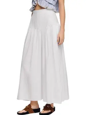 Sandro Aleonor Poplin Maxi Skirt With Tie Detail - White