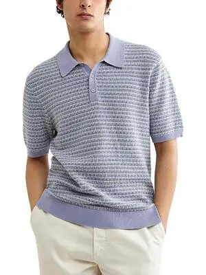 WAX LONDON Naples Stripe Polo Shirt - Light Blue