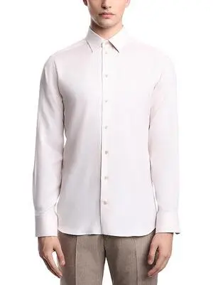 Emporio Armani New York Regular Fit Textured Dress Shirt - Tan