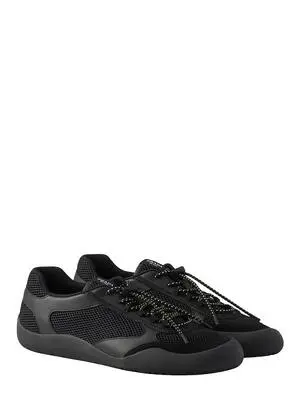 Prada Speedrock Leather And Mesh Fabric Sneakers - Black