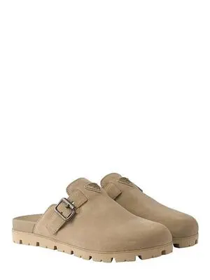 Prada Suede Mules - Neutral